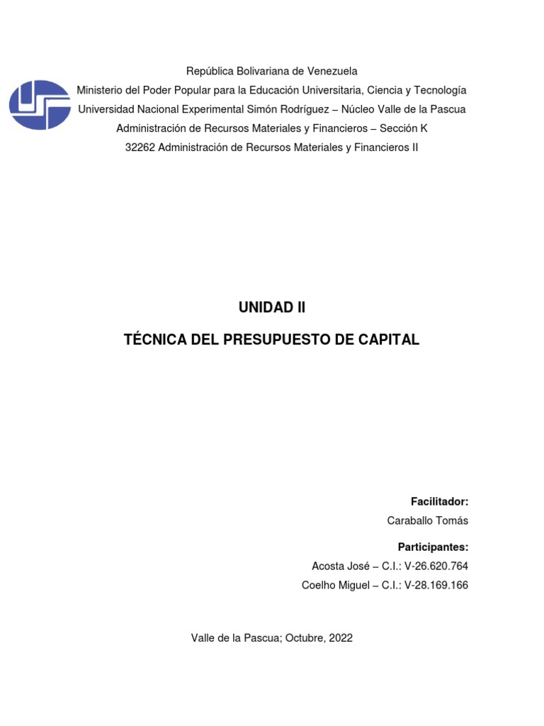Técnicas Del Presupuesto de Capital | PDF | Tasa interna de retorno | Presupuesto