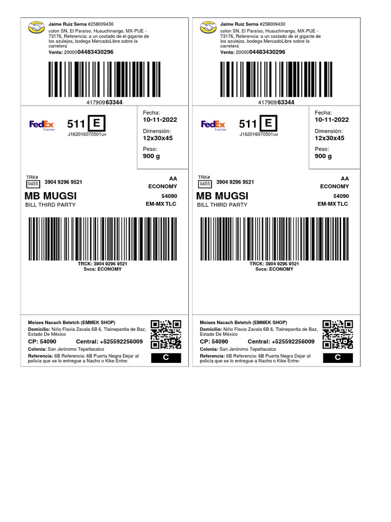 Shipment Labels 221110194009 | PDF