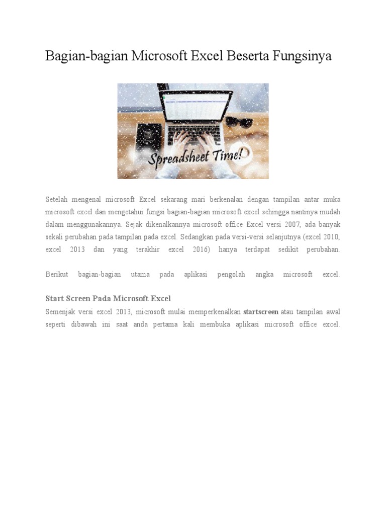 Bagian-Bagian Microsoft Excel Beserta Fungsinya | PDF