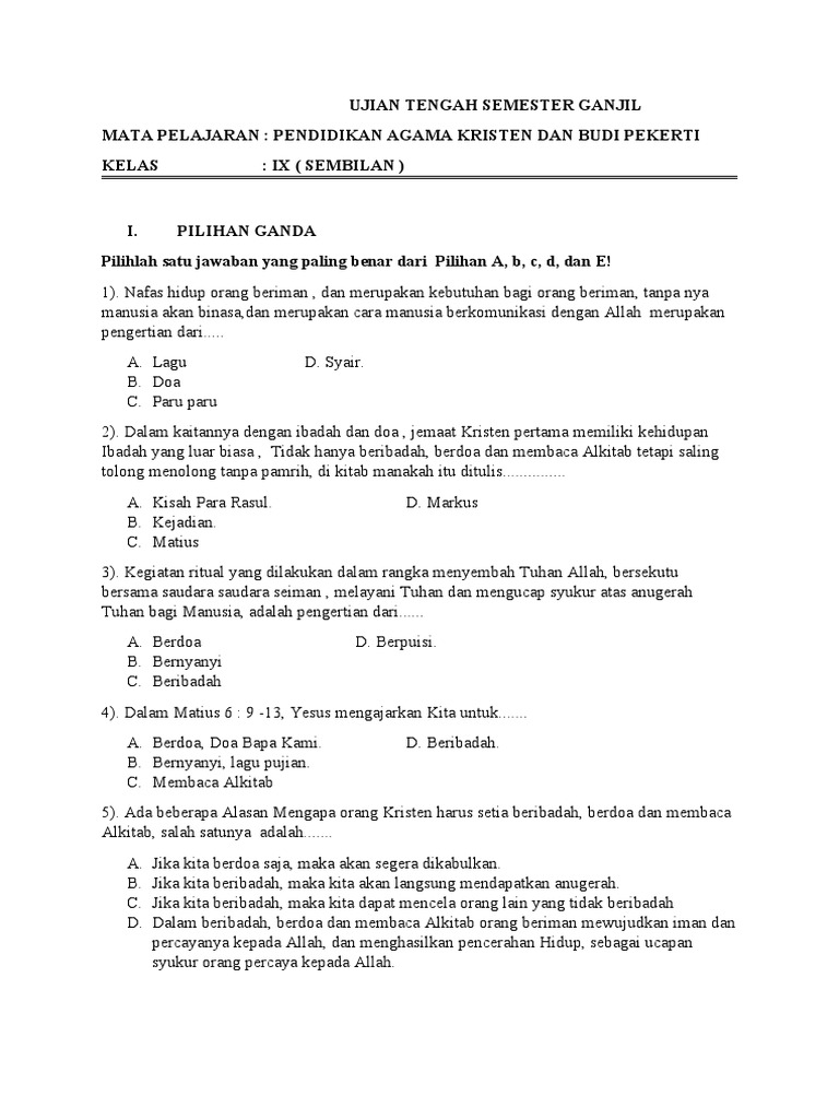 Soal Uts Kelas Ix ( (Sembilan) ) | PDF | Ilmu Sosial