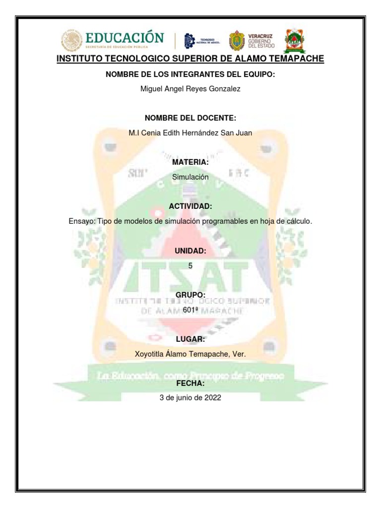 Ensayo - U5 - Miguel Angel Reyes Gonzalez | PDF | Simulación | Inventario