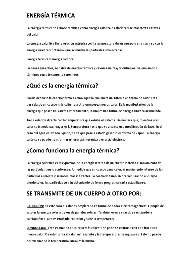 Energía Térmica | PDF