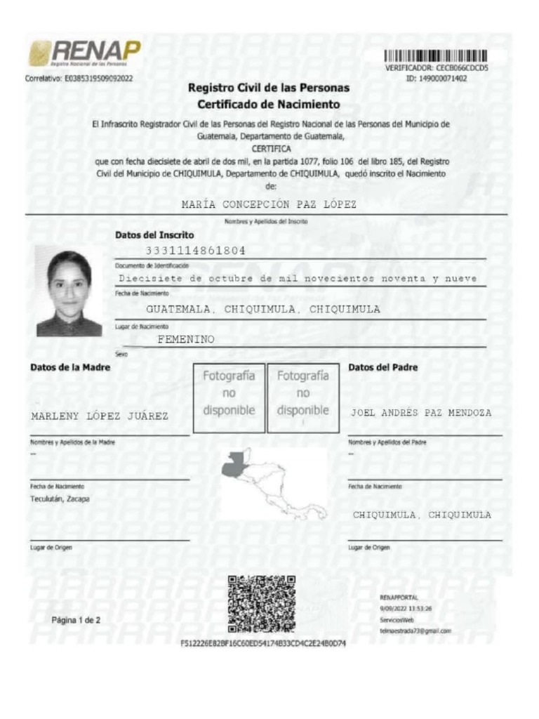 Certificado D Nacimiento | PDF | Control de acceso | Documento