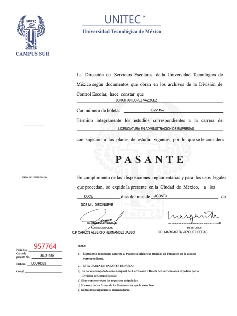 Unitec: Pasante | PDF