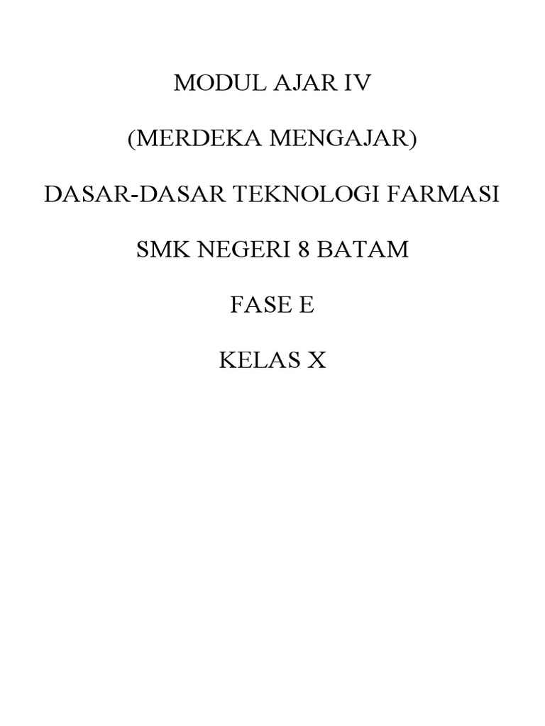 Modul Ajar 4 Dasar-Dasar Teknologi Farmasi | PDF | Karier & Perkembangan