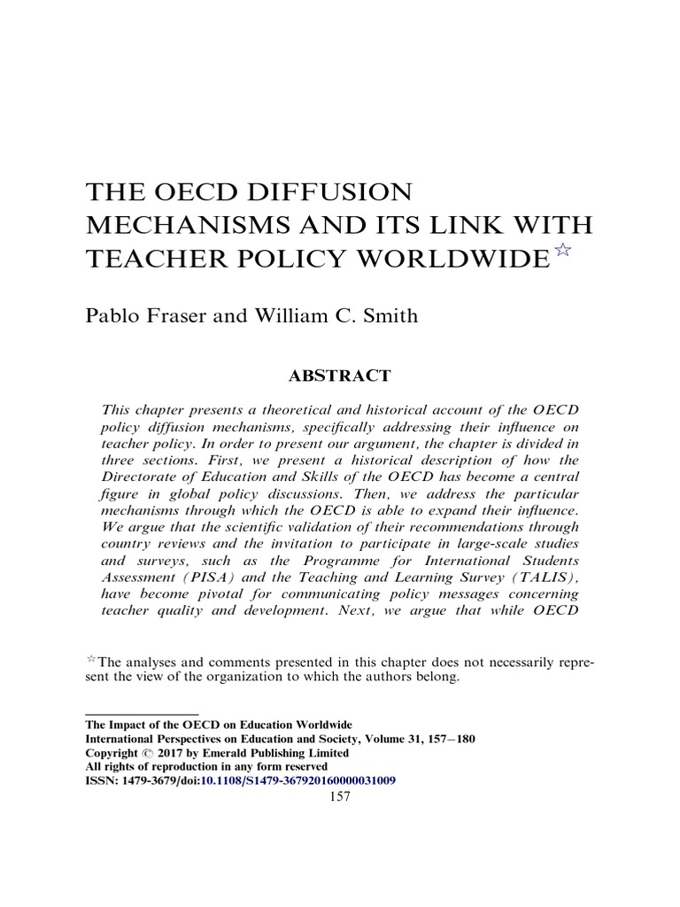 The OECD Diffusion Mechanisms and Its Link With Teacher Policy ...