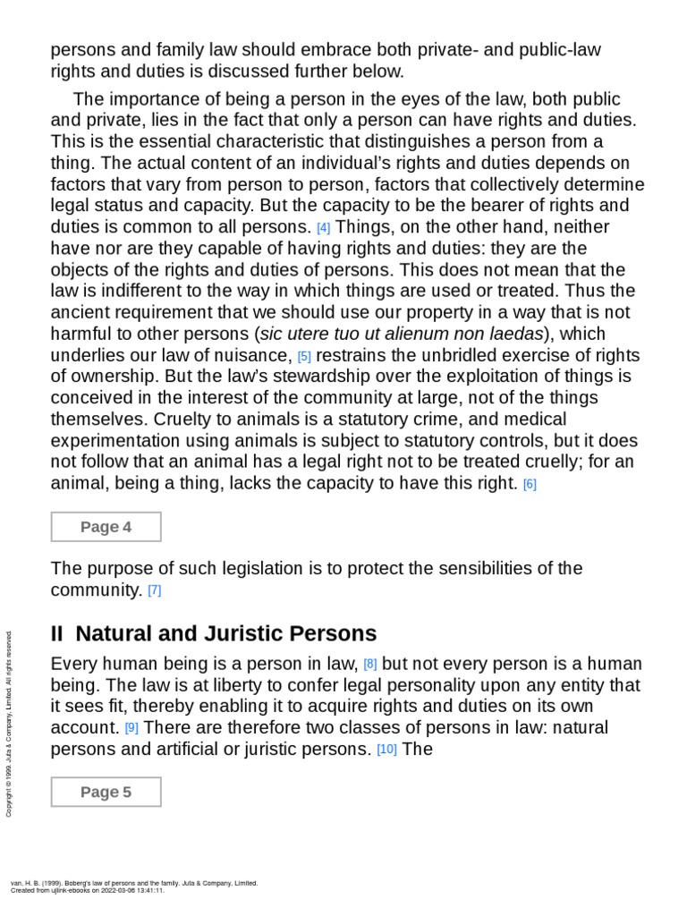 Boberg's Law of Persons and The Family - (Part I Legal Personality ...