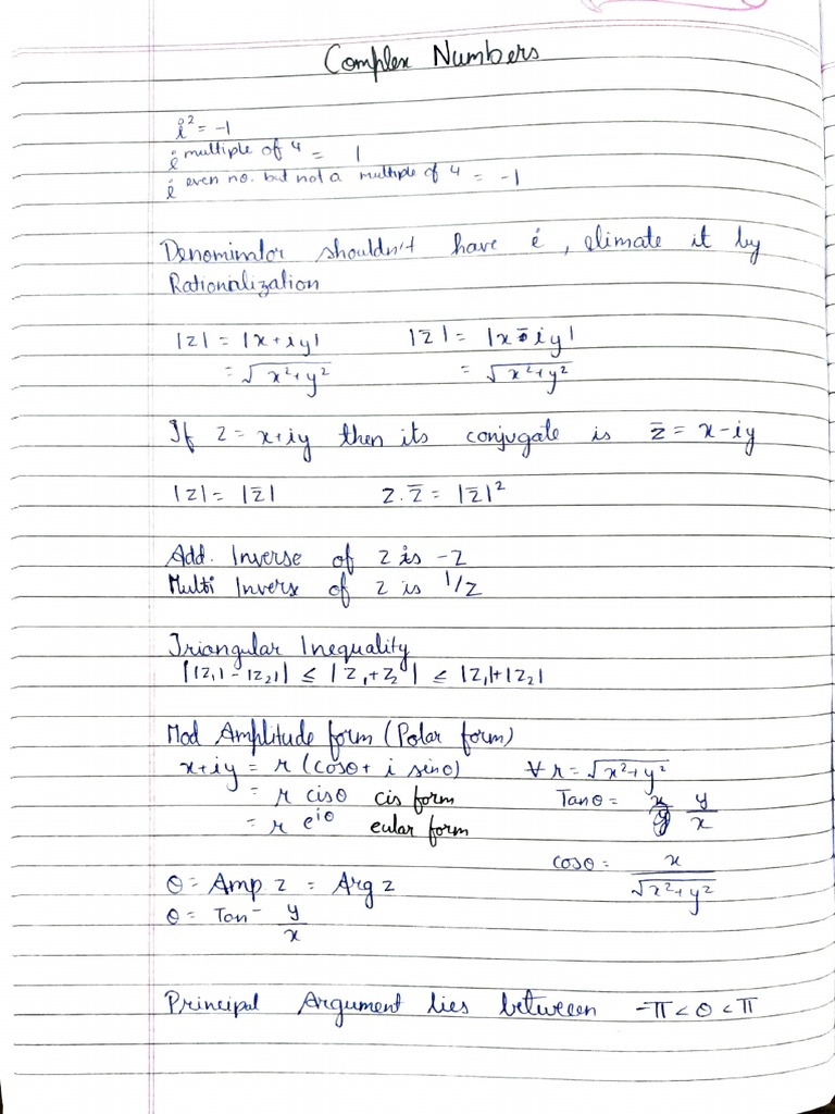 Complex Numbers Formulas | PDF