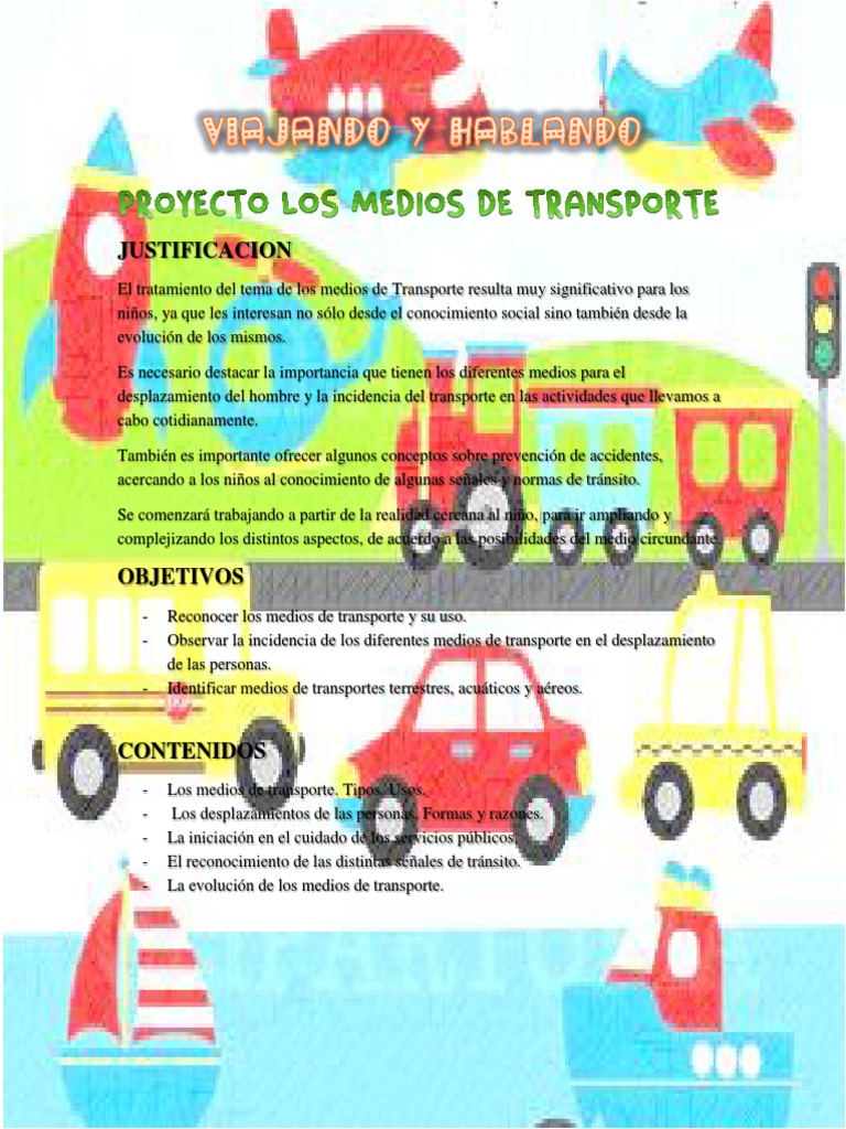 Proyecto Los Medios de Transporte y Comunicacion | PDF