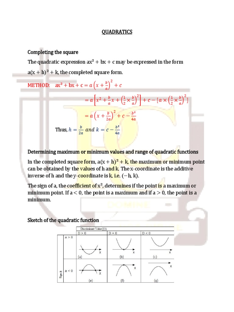 Quadratics | PDF | Quadratic Equation | Equations