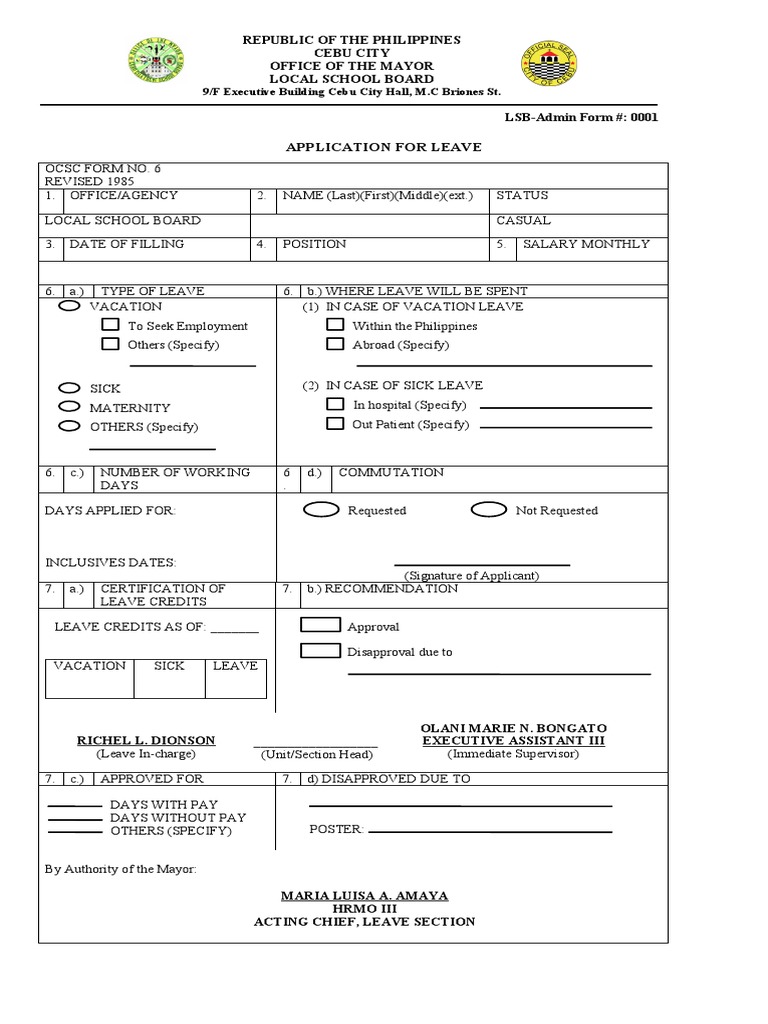 Application For Leave LSB | PDF