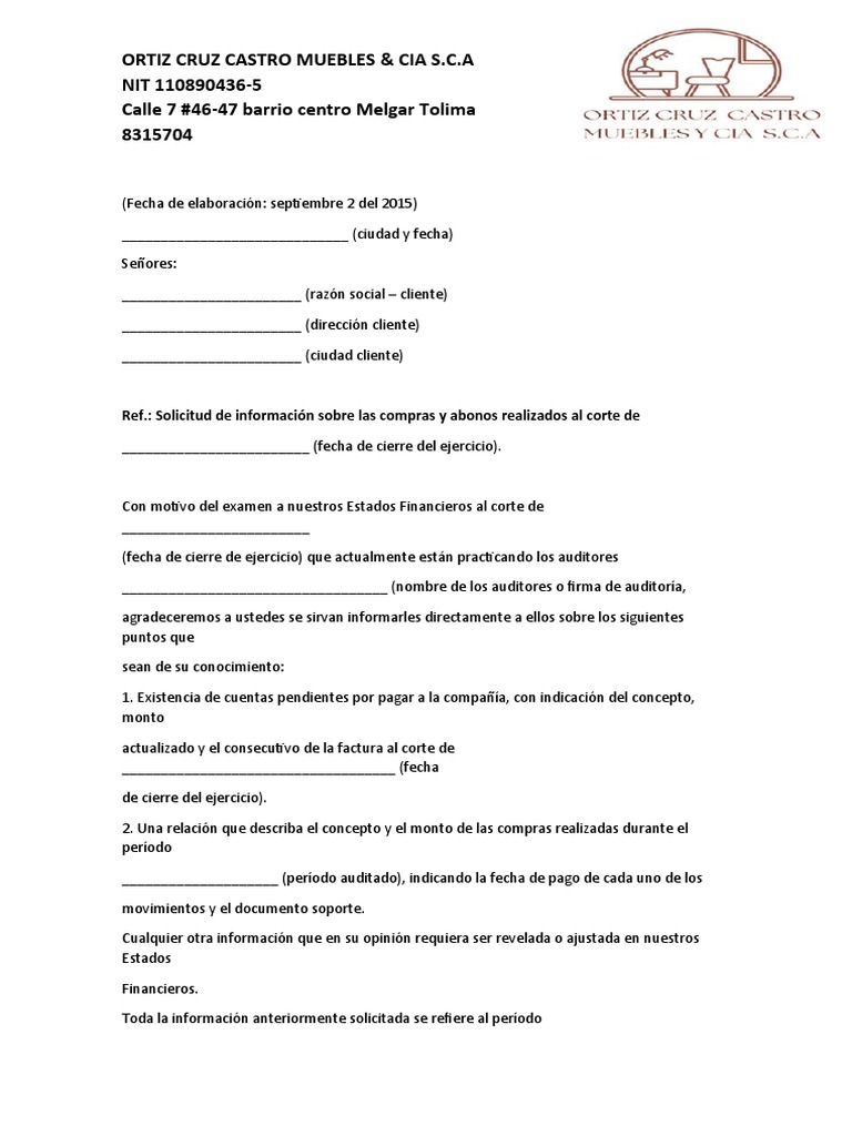 Carta de Circularizacion de Cartera | PDF