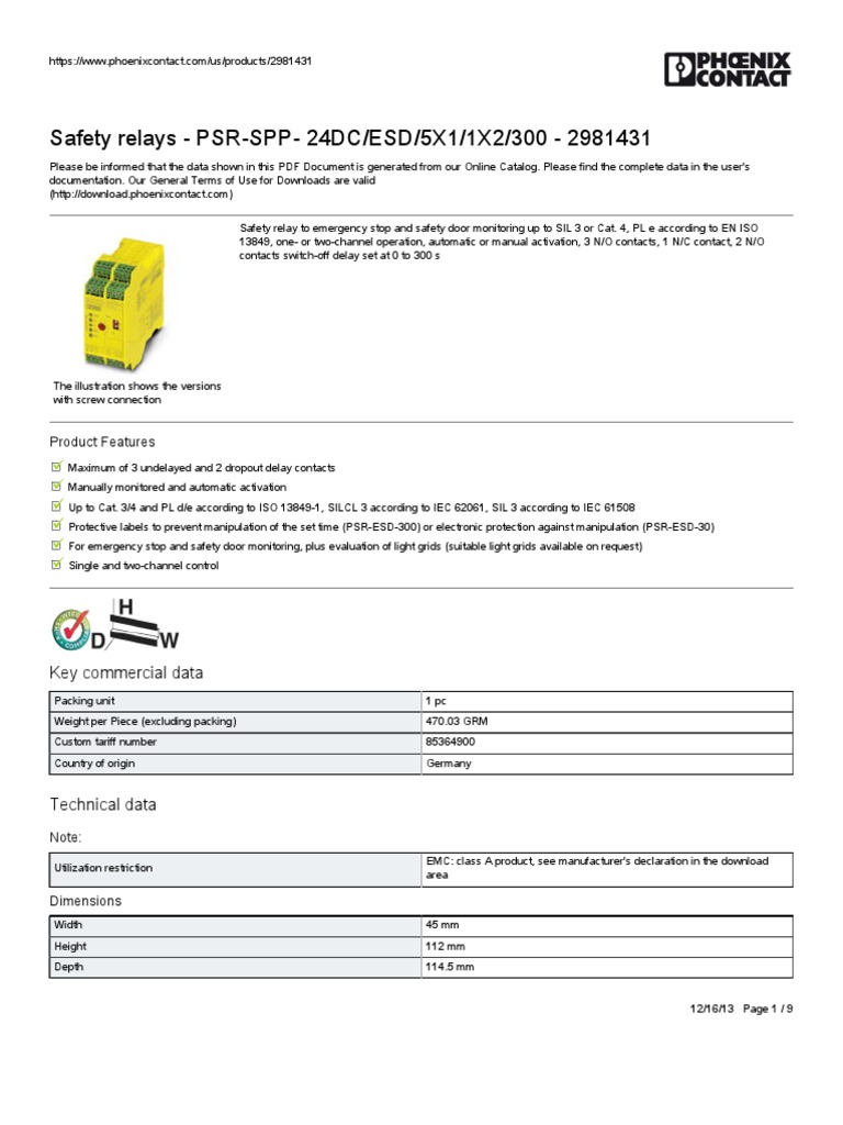 Phoenix - Contact PSR Esd 300 | PDF | Insulator (Electricity) | Relay