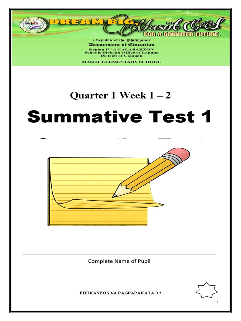Summative Test 1 (Week 1 - 2) - Q1 | PDF