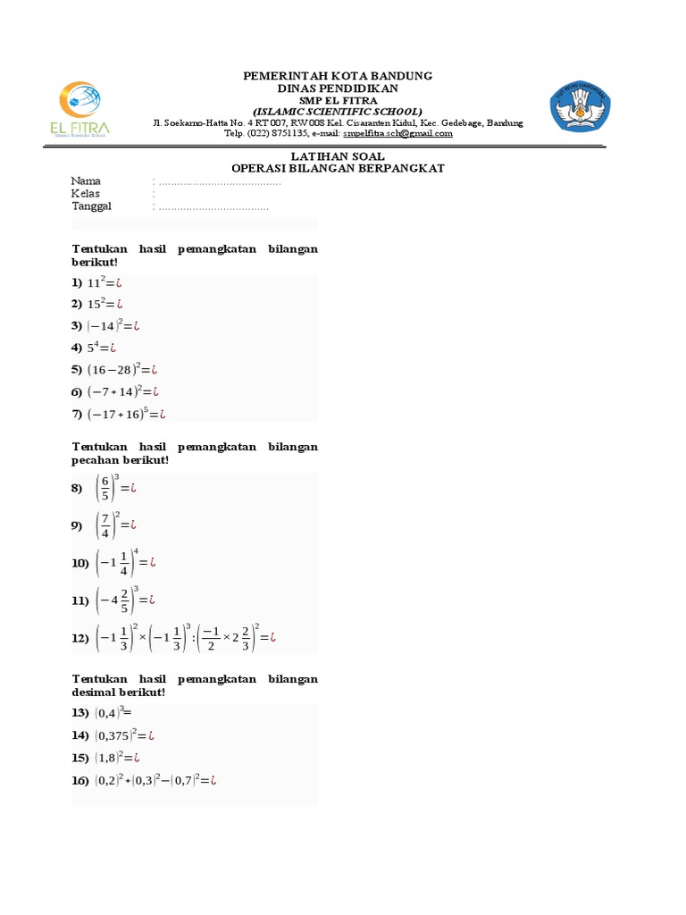 Soal Matematika Dasar Perpangkatan Part 1 | PDF