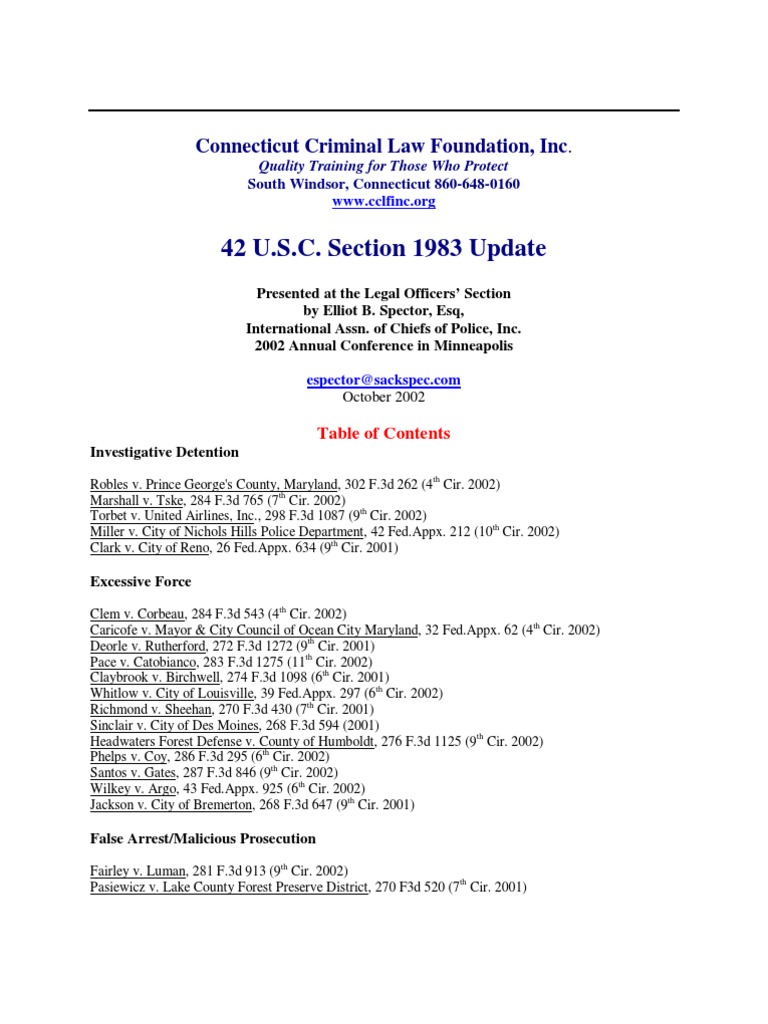 42 U.S. Code 1983 - 2002 Updates | PDF | Arrest | Fourth Amendment To ...