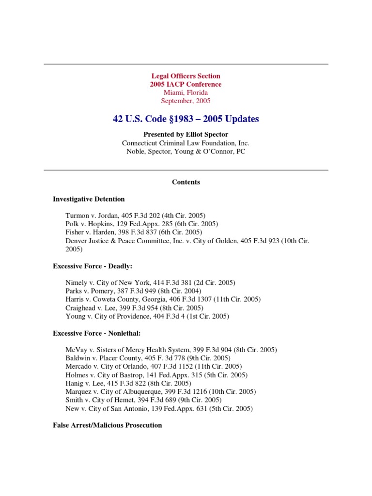 42 U.S. Code 1983 - 2005 Updates | PDF | Reasonable Suspicion | Search ...