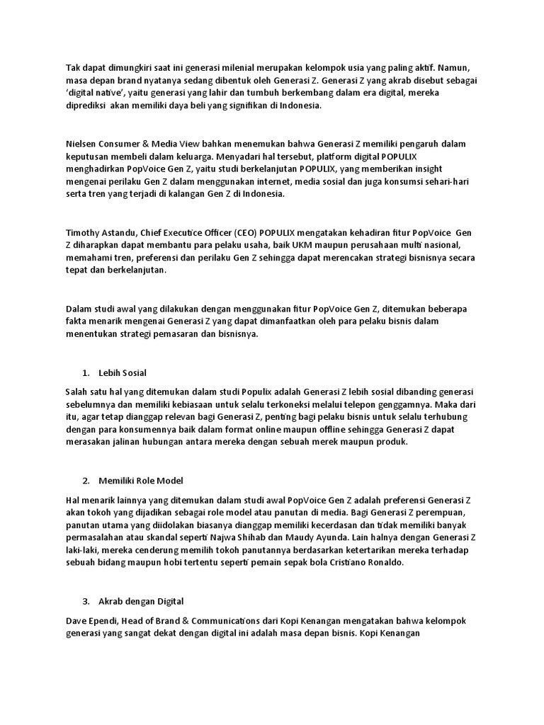 Fakta Unik Gen Z | PDF