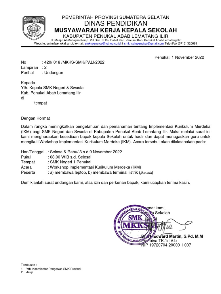 Surat Undangan Workshop Ikm | PDF