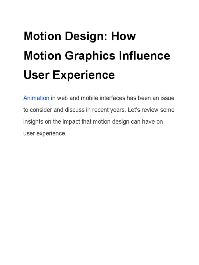 Motion Design How Motion Graphics Influence User Experience Handbook ...