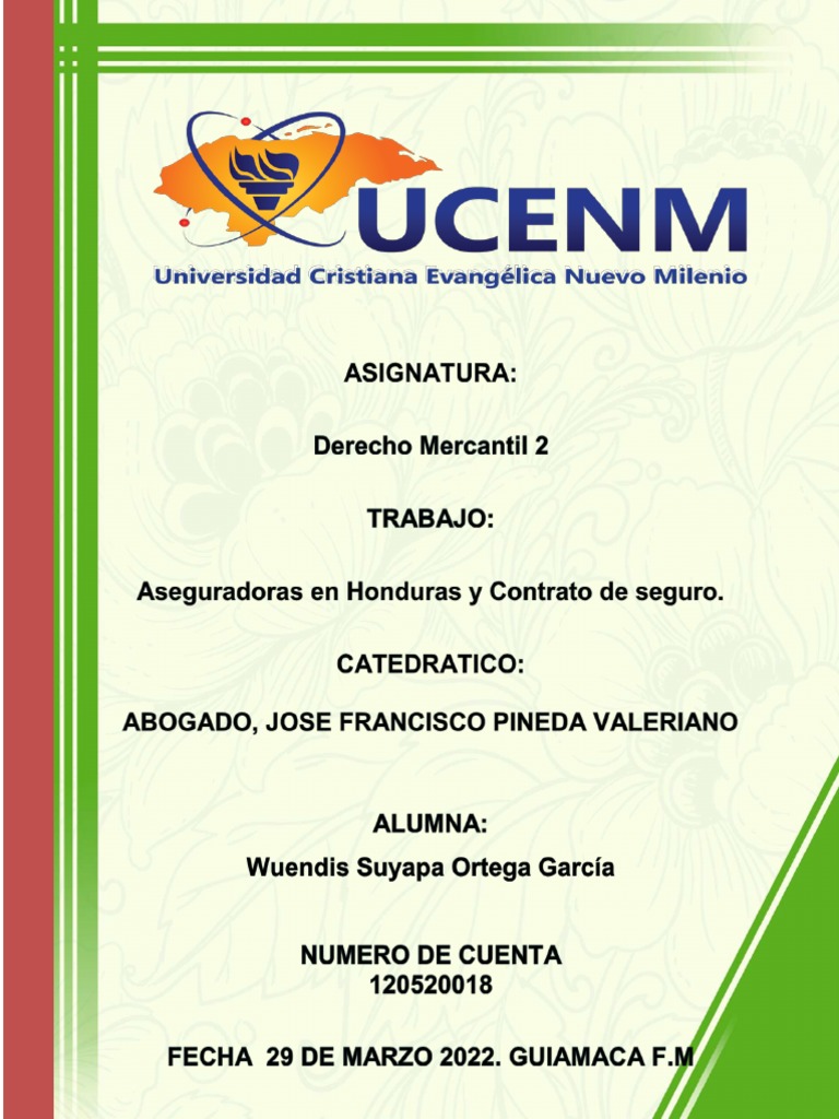 Tarea de Mercantil | PDF | Póliza de seguros | Derecho privado