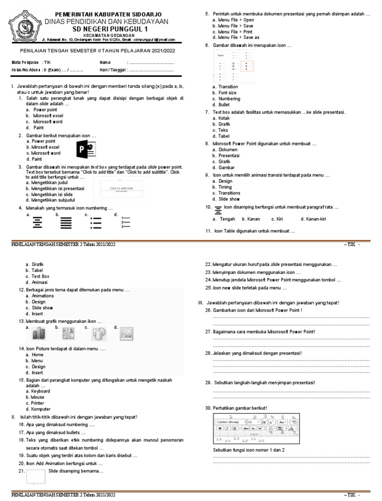 PTS TIK Kelas 6 | PDF