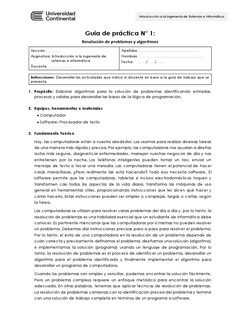 Lab 01 | PDF | Algoritmos | Programa de computadora