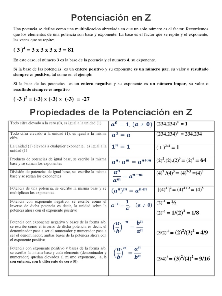 Potenciación en Z | PDF