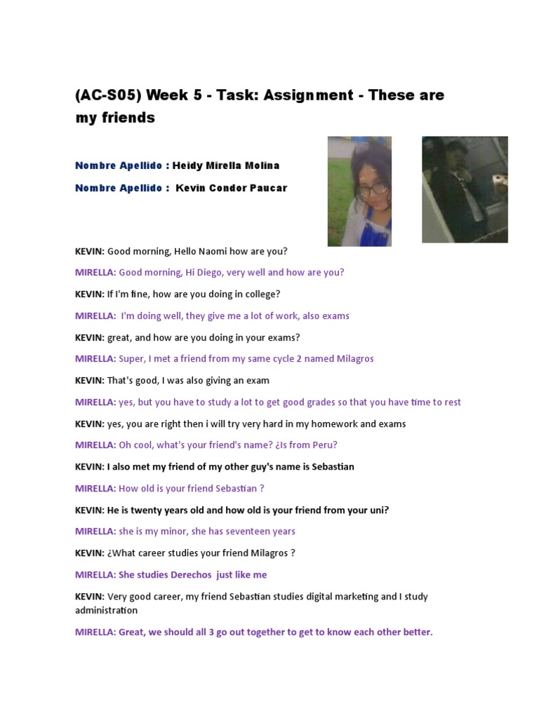 (AC-Semana 05) Week 5 - Task Assignment - These Are My Friends... | PDF