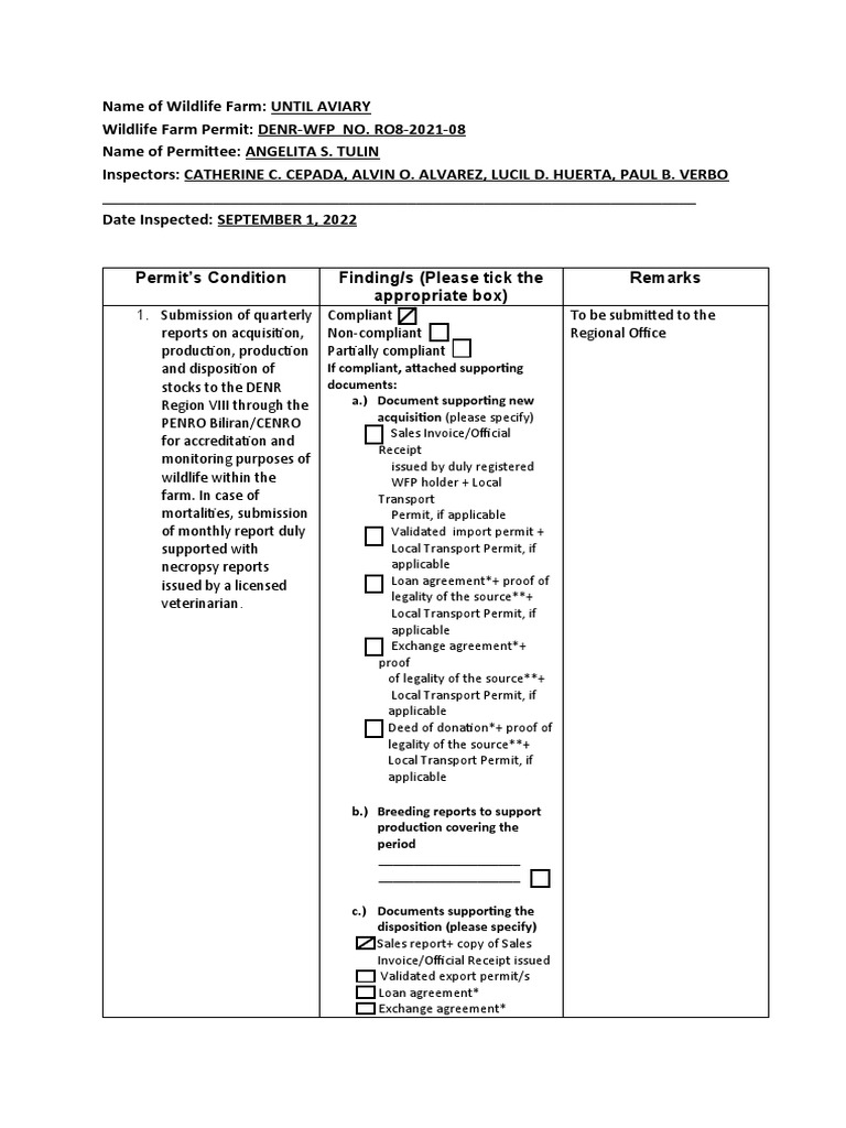 A - Wildlife Form TULIN | PDF
