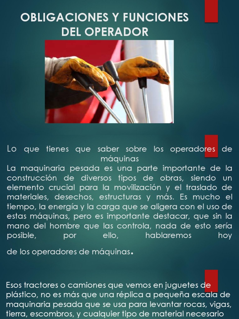 Perfil y funciones del operador de maquinaria pesada | PDF | Máquina ...