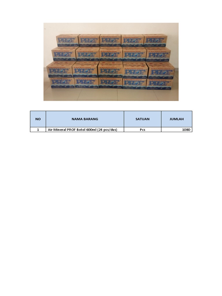 Harga Air Mineral PROF Botol 600ml | PDF