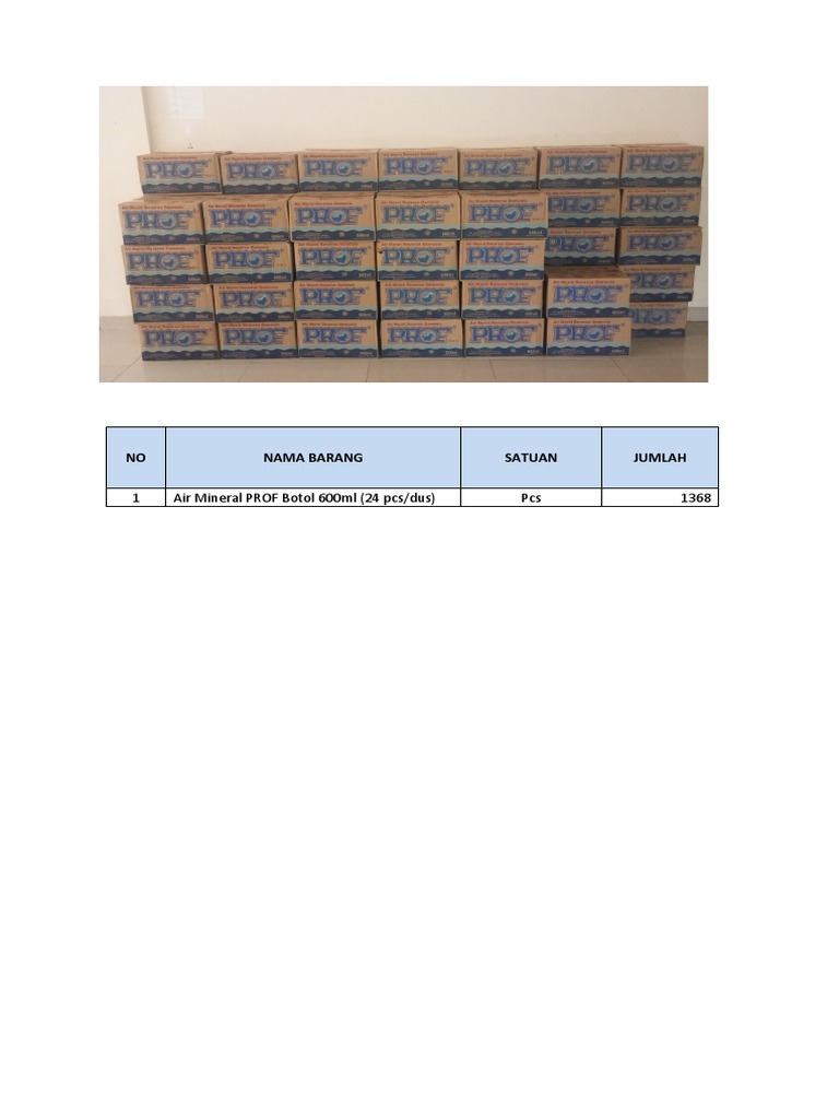 Stok Air Mineral PROF Botol 600ml | PDF | Sains & Matematika