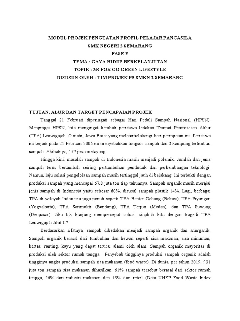 Modul p5 - Gaya Hidup Berkelanjutan - 2.edit | PDF