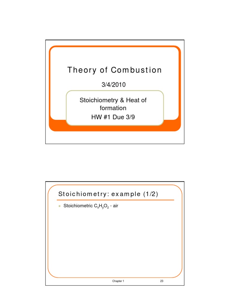 Combustion Theory & Stoichiometry | PDF | Stoichiometry | Gases