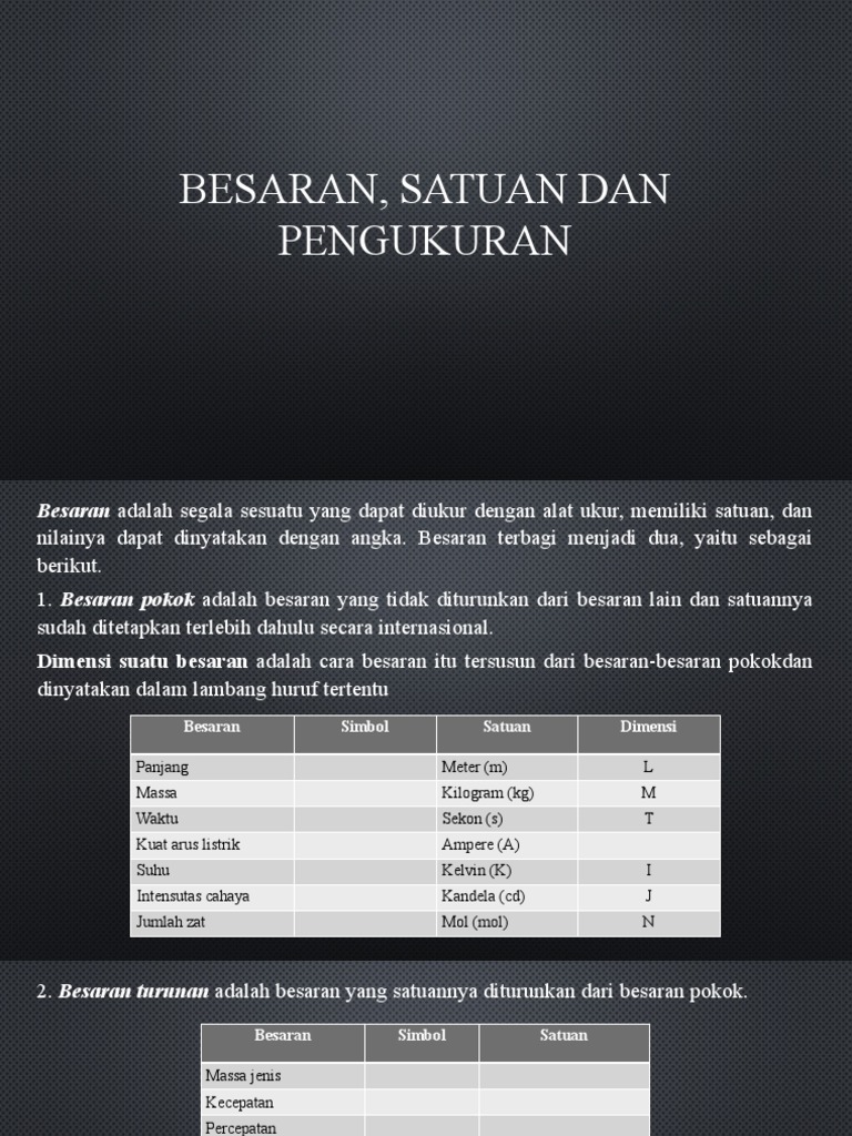 Materi Besaran, Satuan Dan Pengukuran | PDF