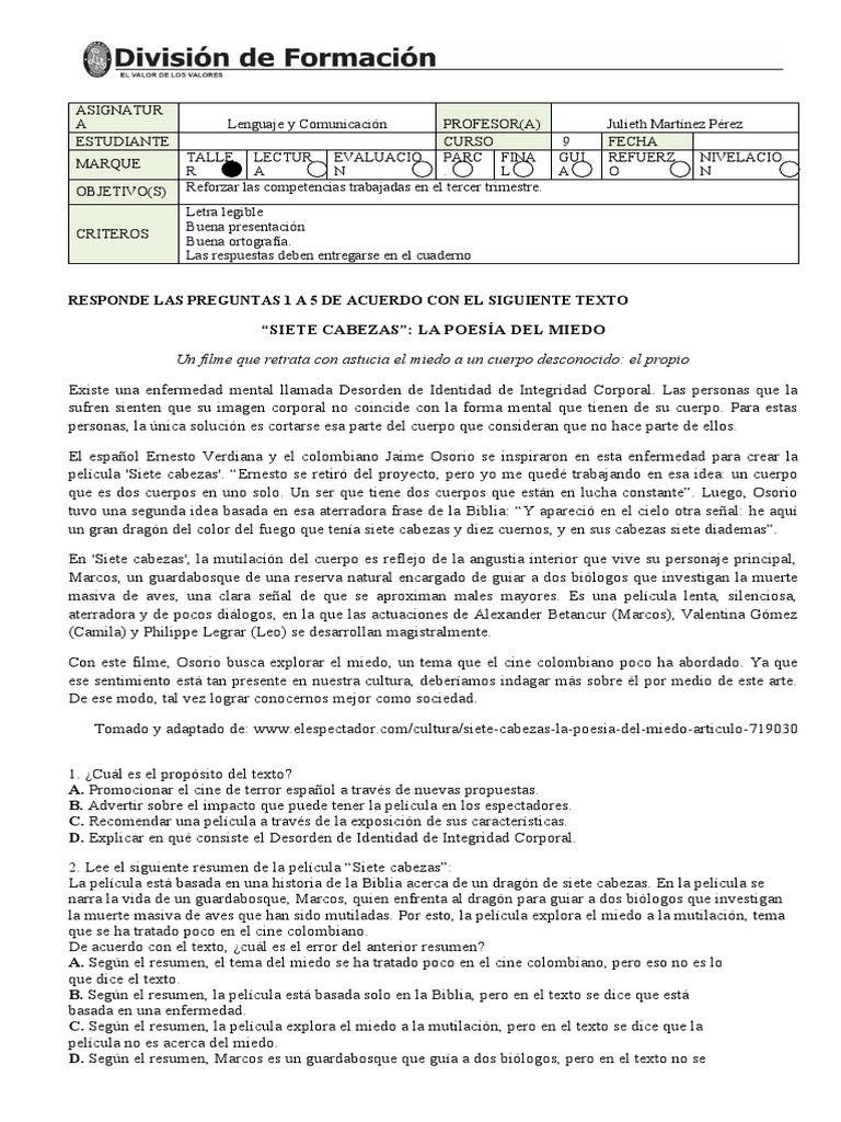 Actividad Extra | PDF | Temor