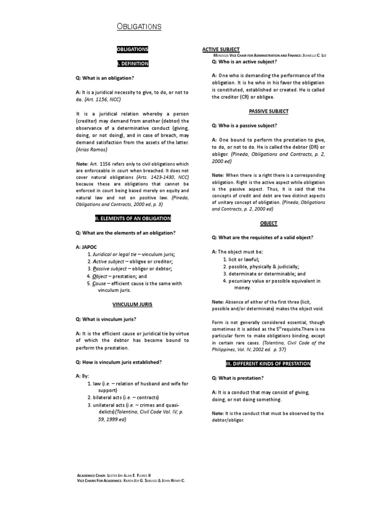 UST Golden Notes in Obligations and Contracts | PDF | Law Of ...