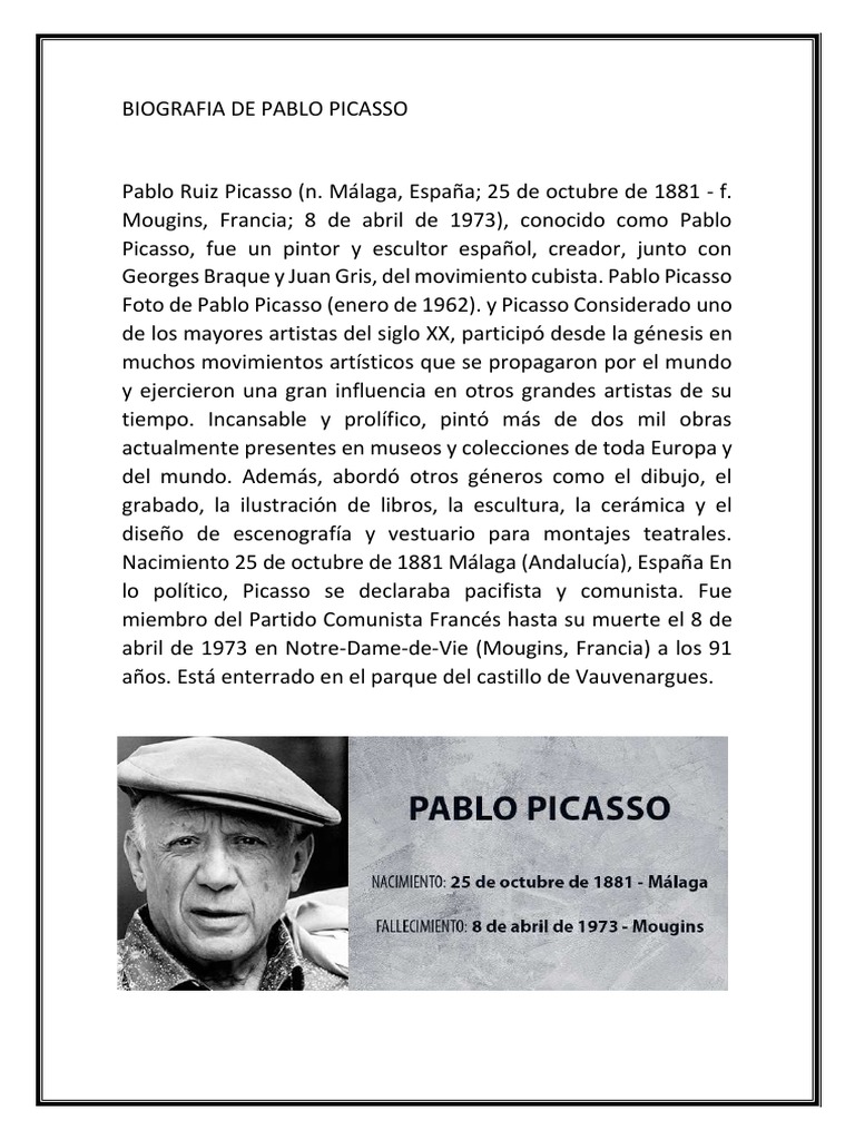 Biografia de Pablo Picasso | PDF