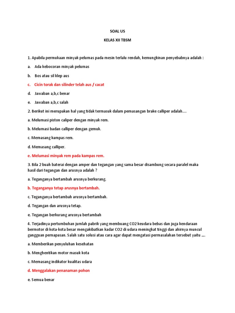 Soal Ujian TBSM Kelas XII | PDF | Bisnis