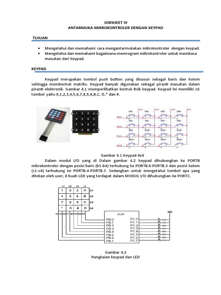 Mikrokontroler Jobsheet 4 Antarmuka Mikrokontroler Dengan Keypad | PDF