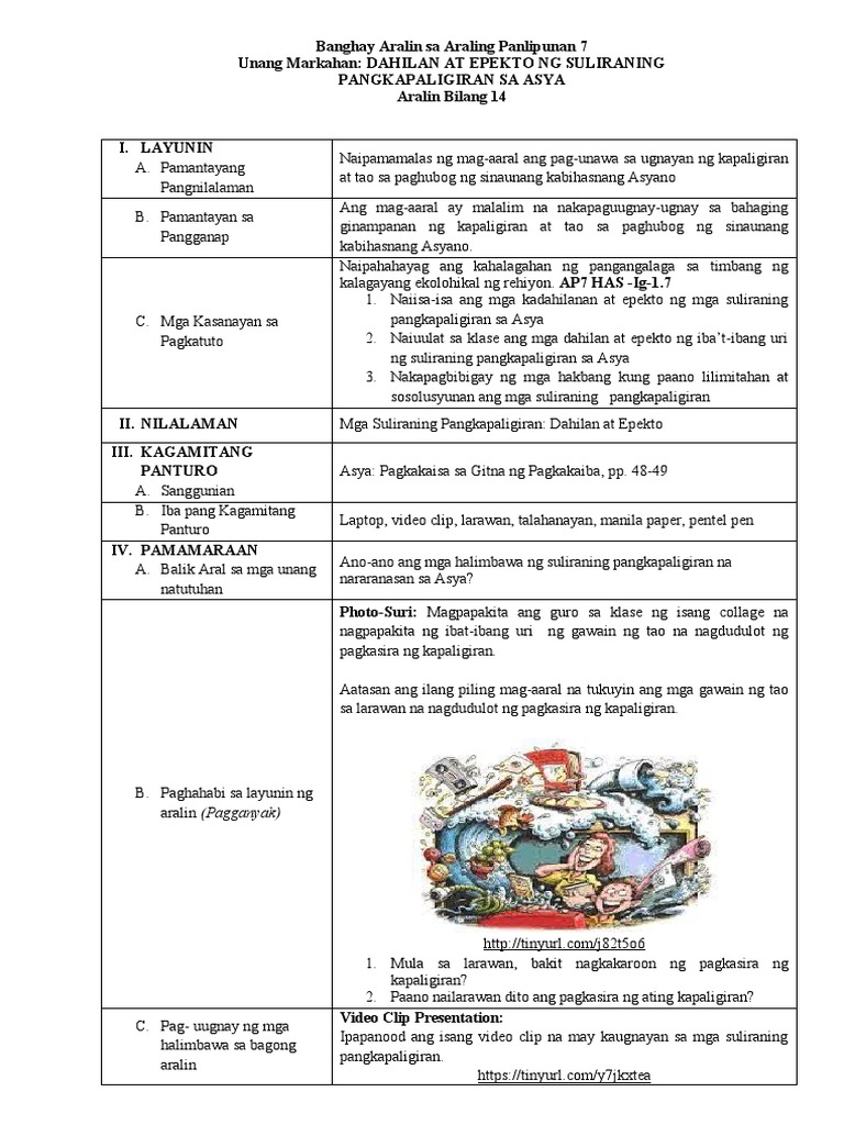 Unang Markahan Aralin Bilang 14 Dahilan at Epekto NG Suliraning ...