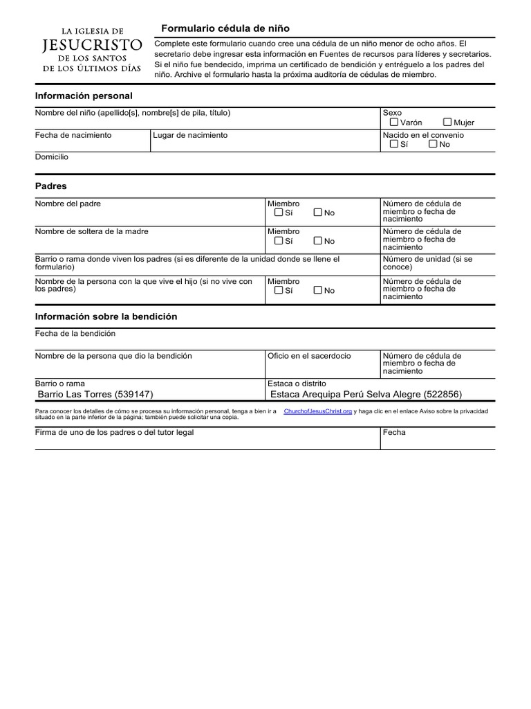 Cedula de Niño | PDF