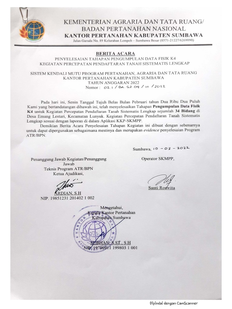 Berita Acara K4 | PDF