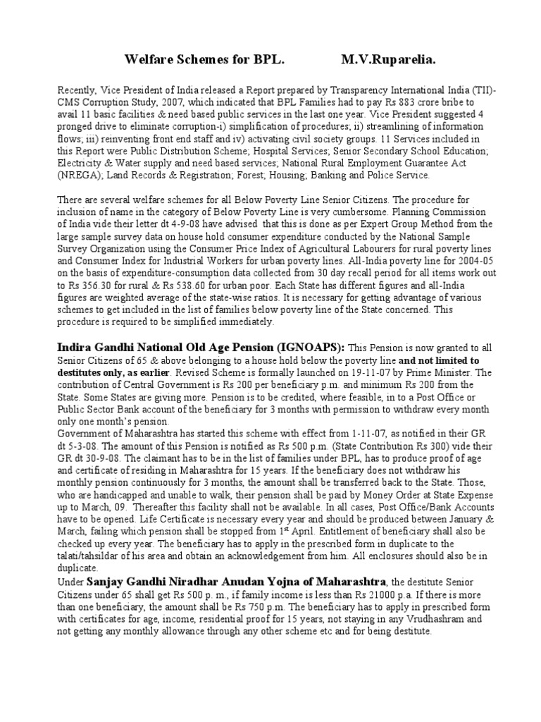 Welfare Scheme For BPL | PDF | Poverty Threshold | Insurance