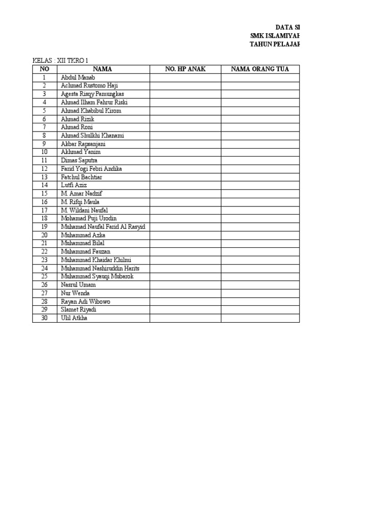 Format Absen Bulanan | PDF