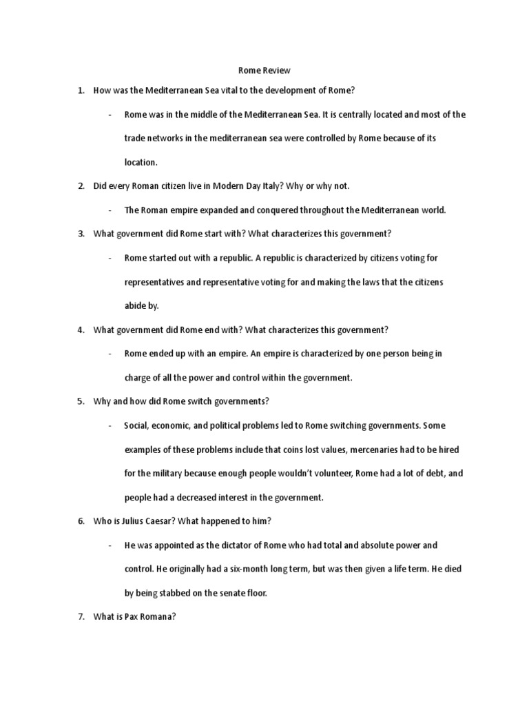 Rome Review | PDF | Ancient Rome | Roman Empire