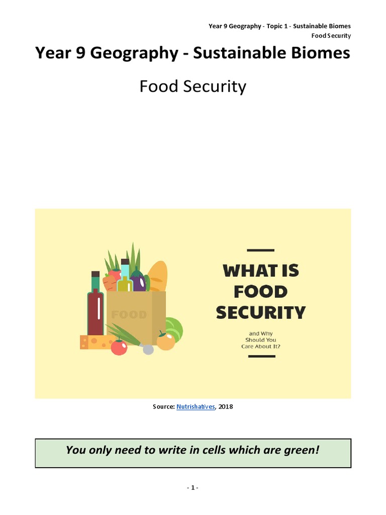 Food Security Worksheet | PDF | Food Security | Foods