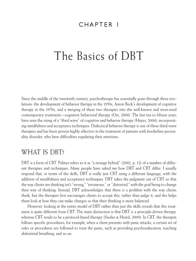 The Basics of DBT | PDF | Dialectical Behavior Therapy | Cognitive ...