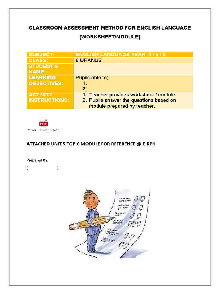 Classroom Instrument For English Year 6 | PDF